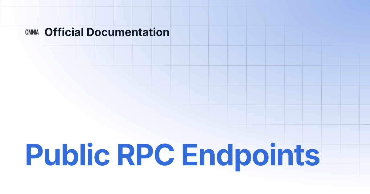 Public RPC Endpoints | Official Documentation