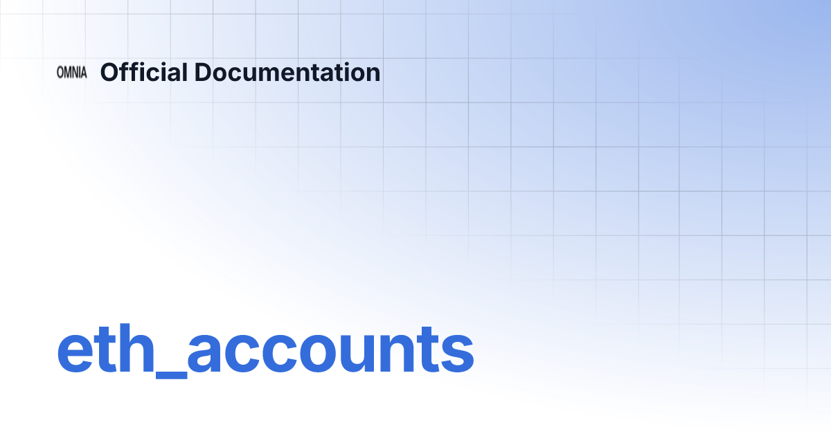 eth_accounts | Official Documentation